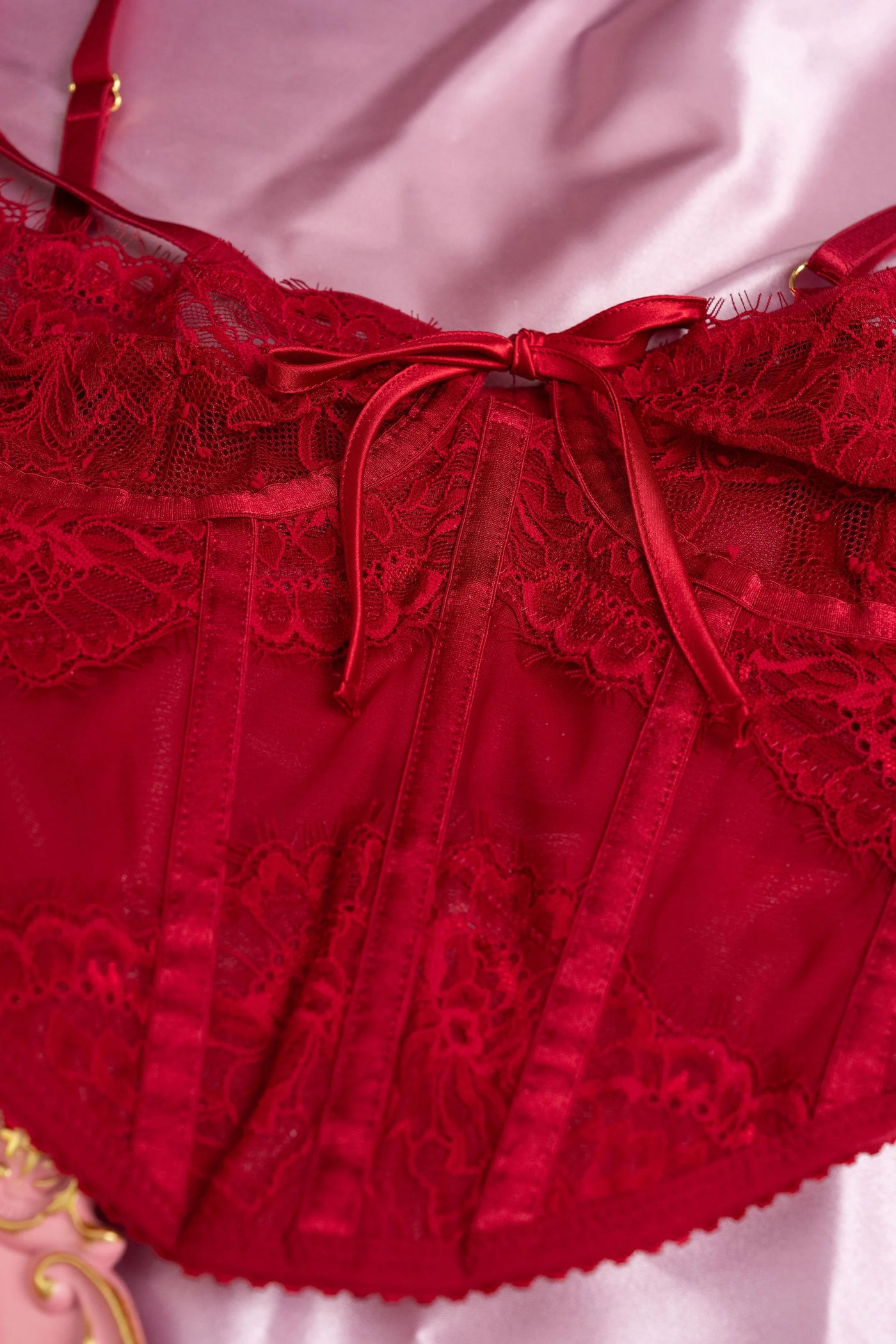 Lacy Underwire Corset - Red | Mentionables